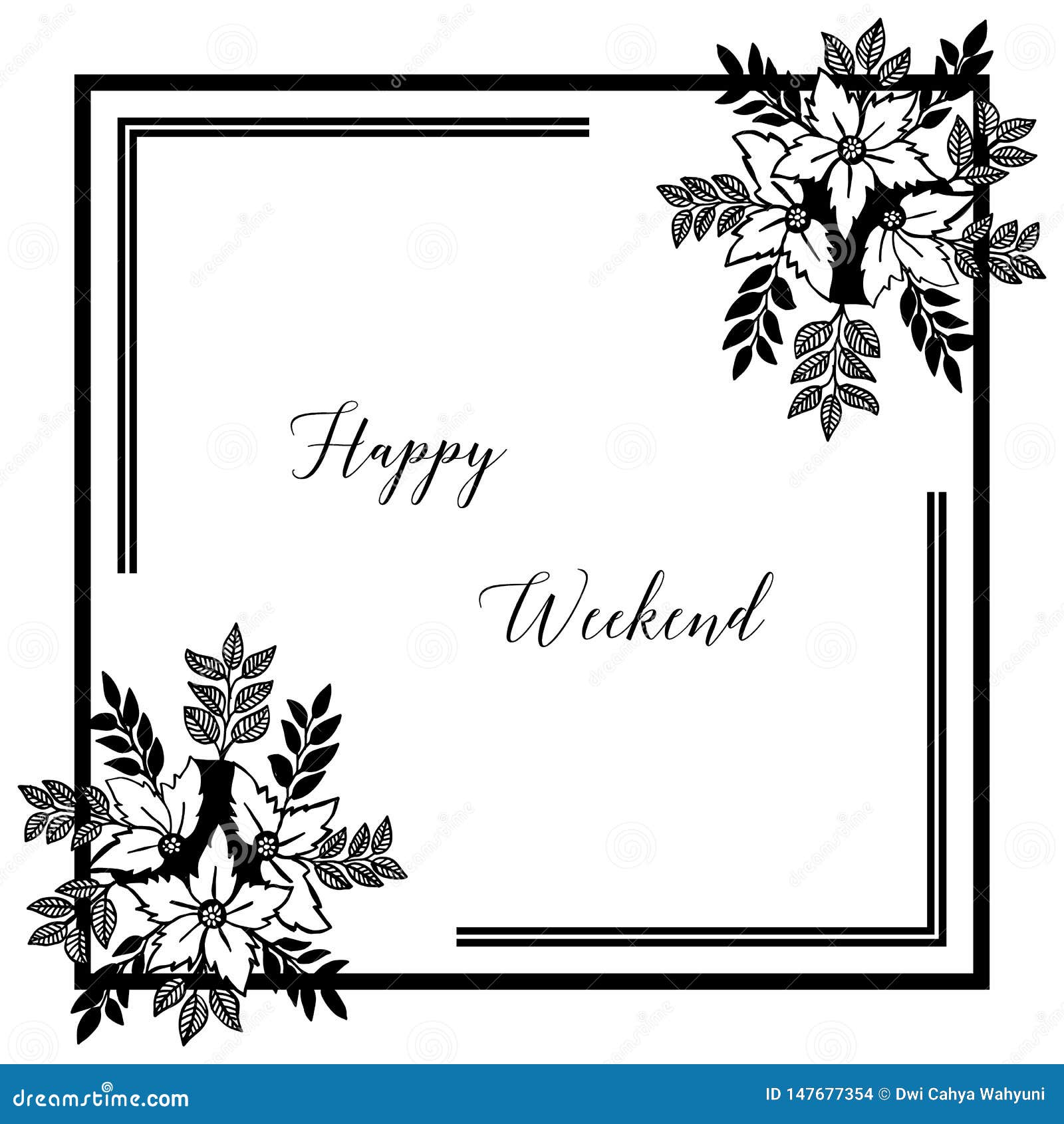 Vector Illustration Cute Invitation Happy Weekend with Design Flower ...