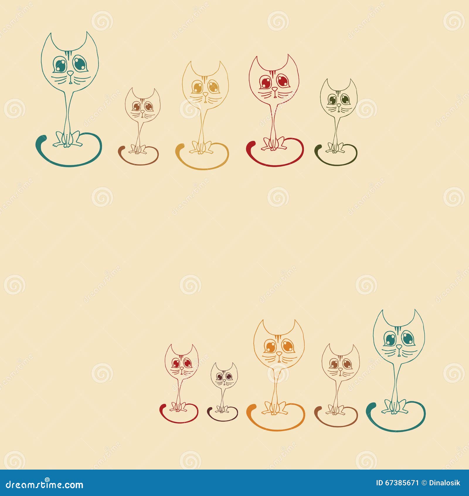 Vector Illustration of Cute Kitten Colored Outline Stock Illustration ...