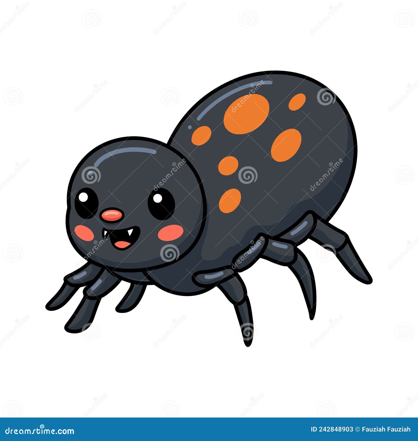 Cute Little Black Spider Cartoon Stock Vector - Illustration of black ...