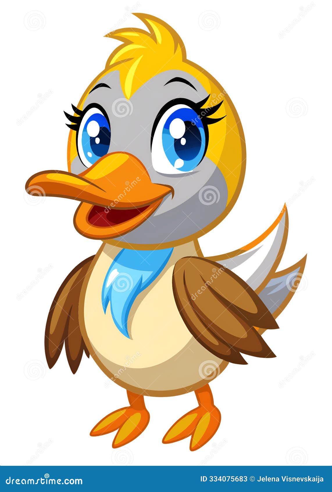 Vector Illustration of Cute Little Cartoon Duck Stock Illustration ...