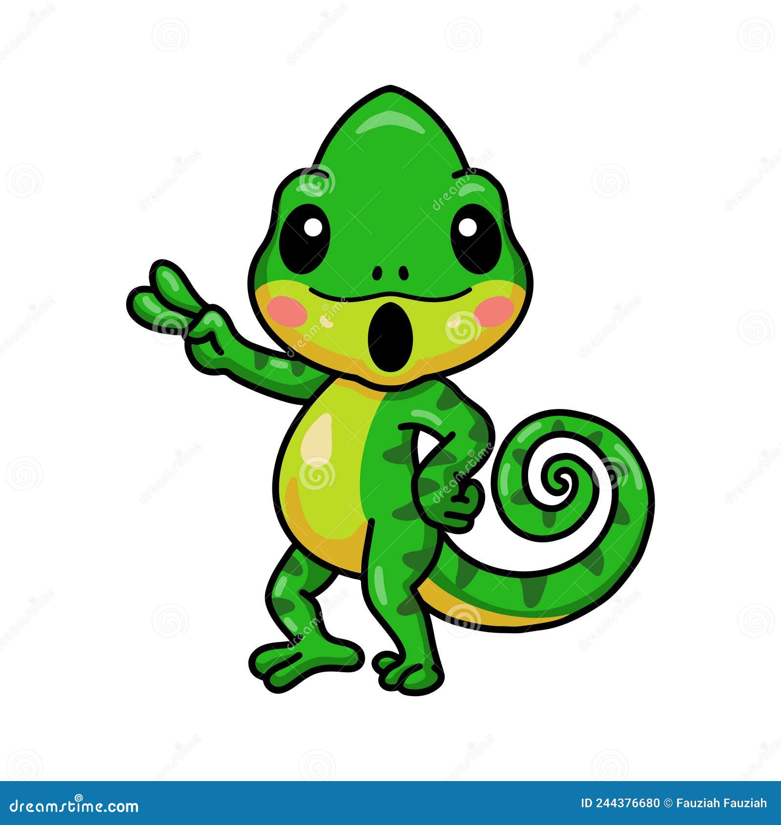Cute Little Chameleon Cartoon Posing Vector Illustration ...