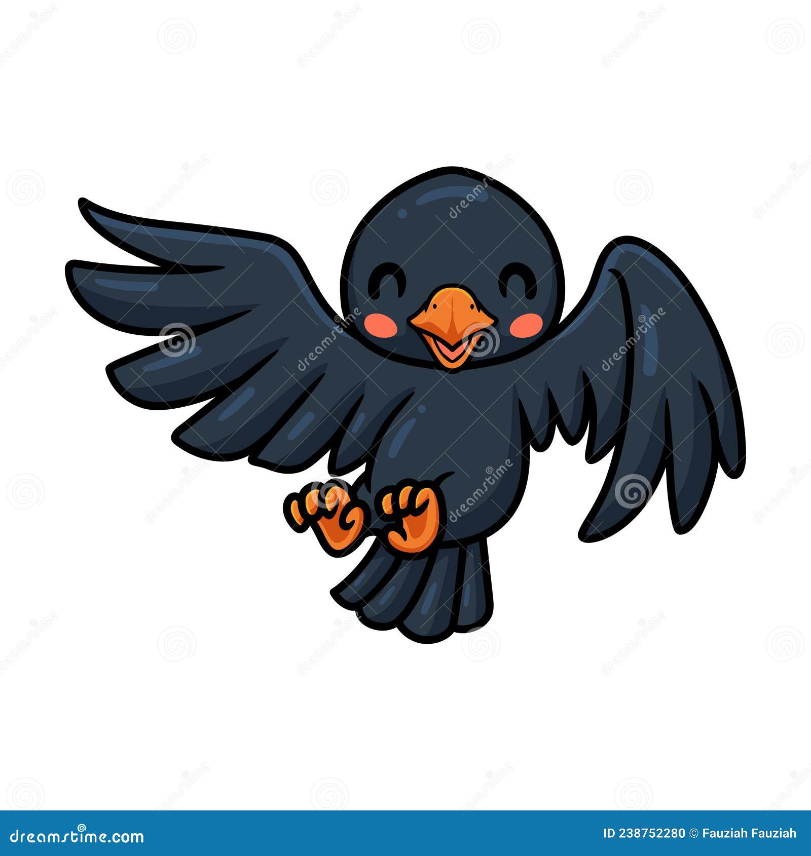 Cute Little Crow Cartoon Flying Stock Vector - Illustration of dark ...
