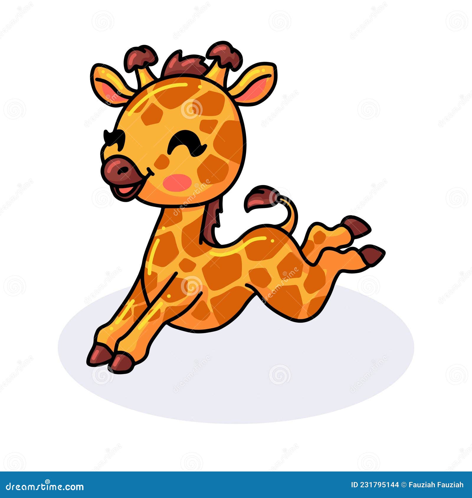 Cute Little Giraffe Cartoon Running Stock Vector - Illustration of flat ...