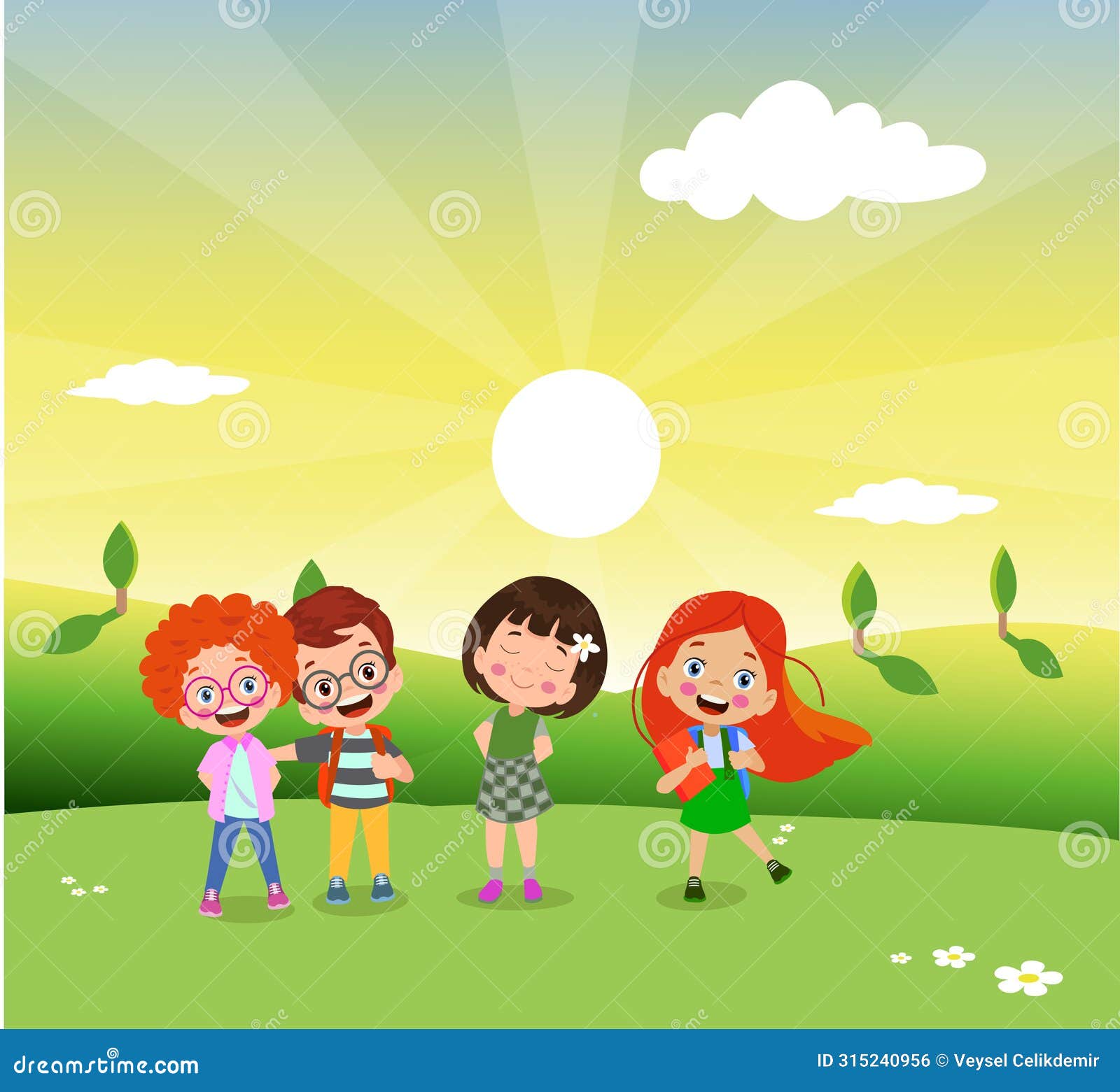 Vector Illustration Cute Little Kids Stock Illustration - Illustration ...