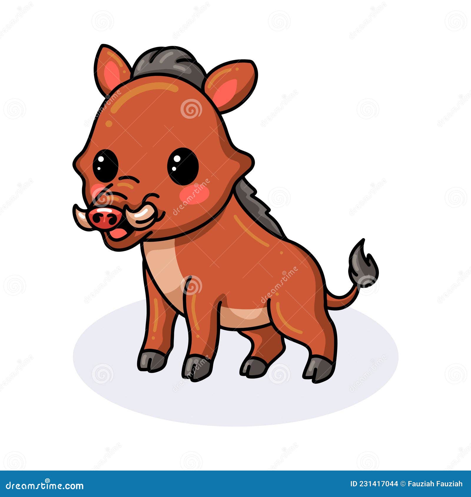 Cute Little Wild Boar Cartoon Stock Vector - Illustration of brown ...