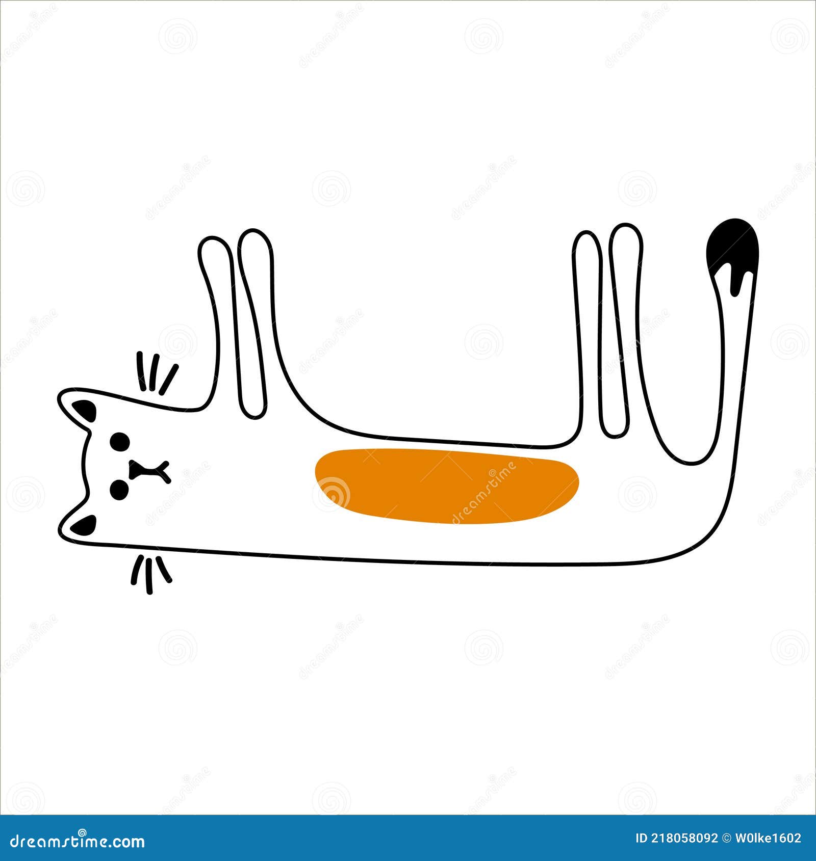 Vector Illustration of a Cute Lying Cat in Doodle Style, Isolated ...