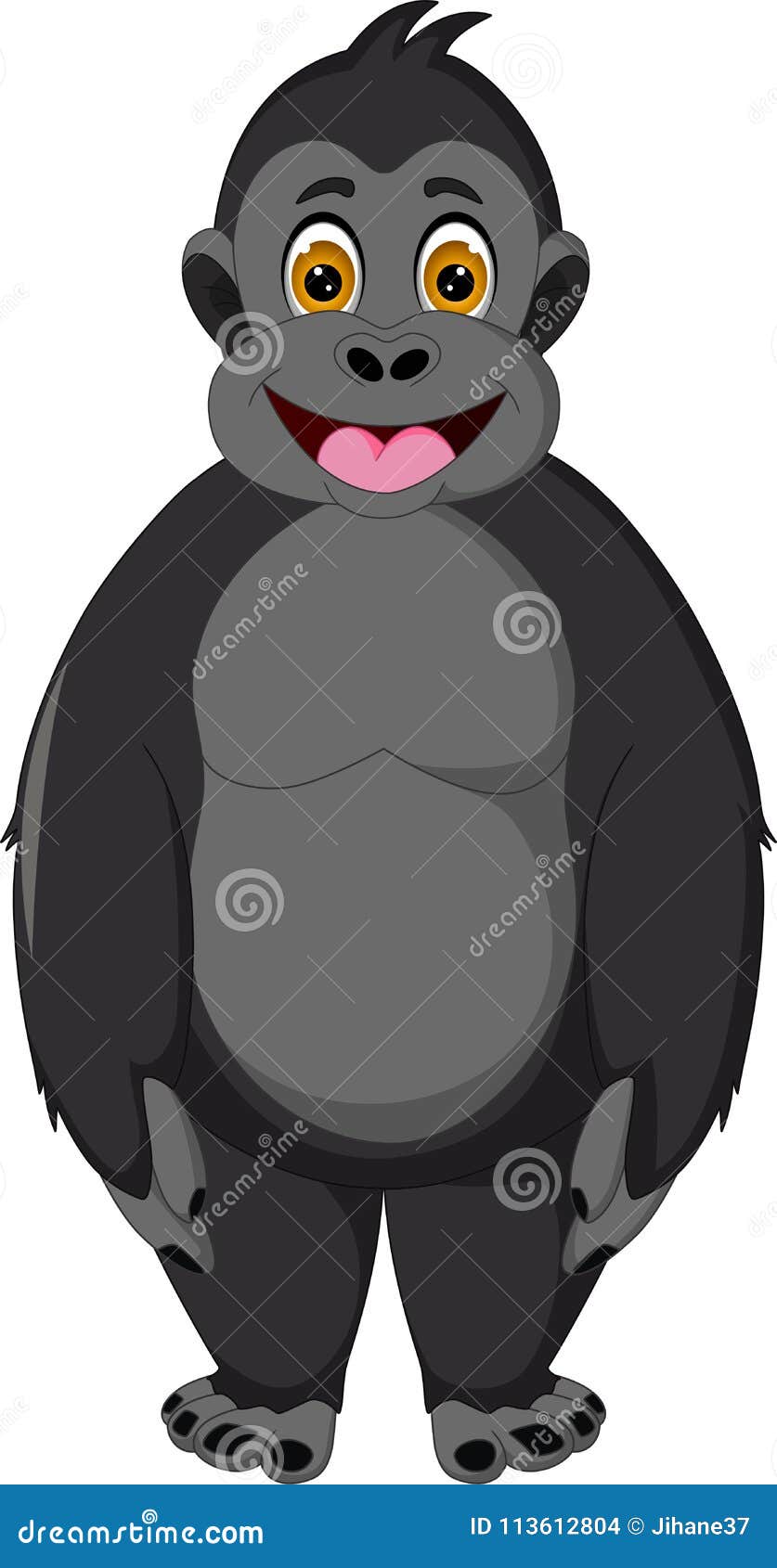 Cute Monkey Cartoon Standing with Smile Stock Illustration ...