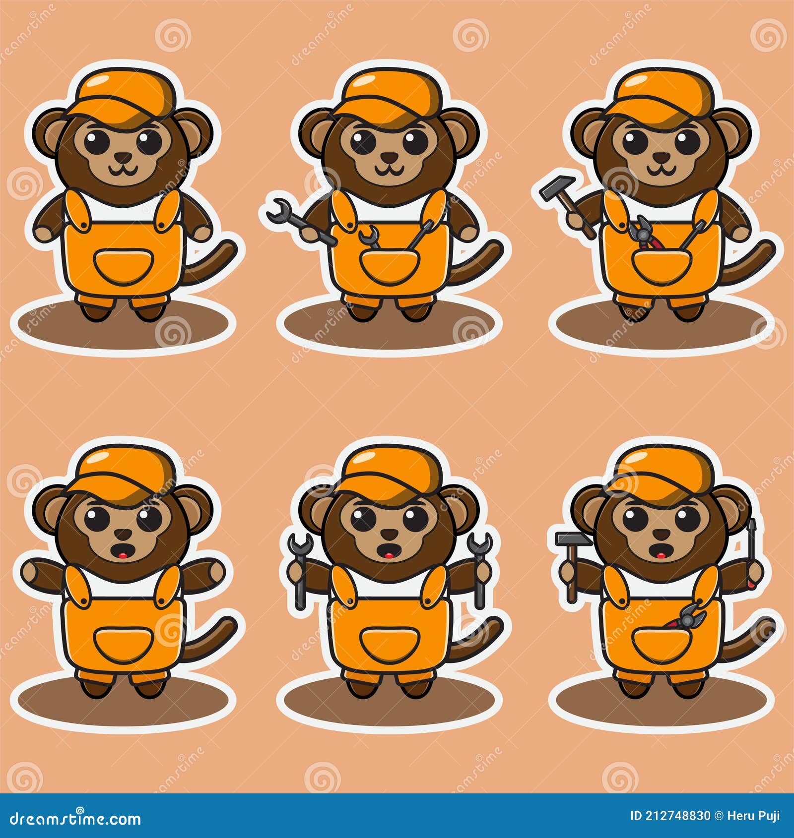 Monkey Mechanic Silhouette Cartoon Vector | CartoonDealer.com #150571975