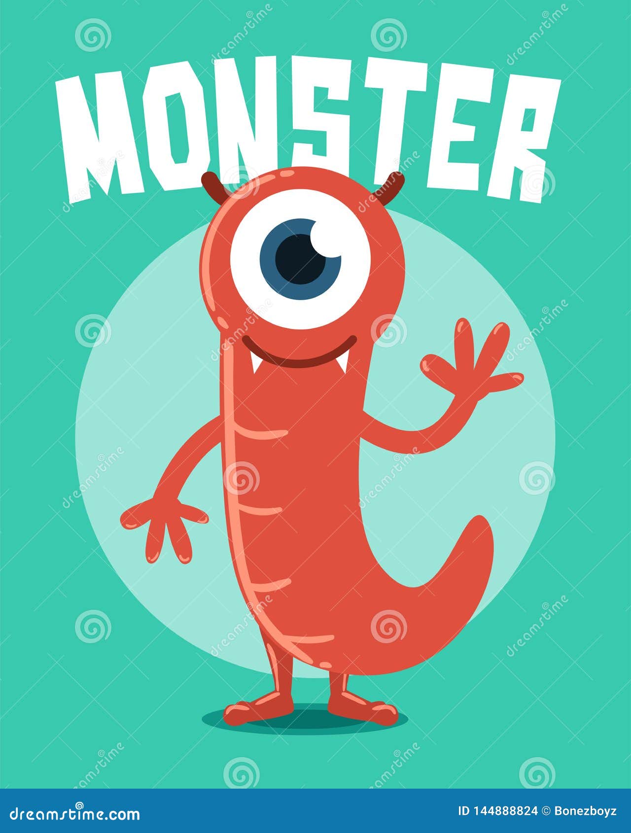 Red Monster with One Eye stock vector. Illustration of horn - 144888824