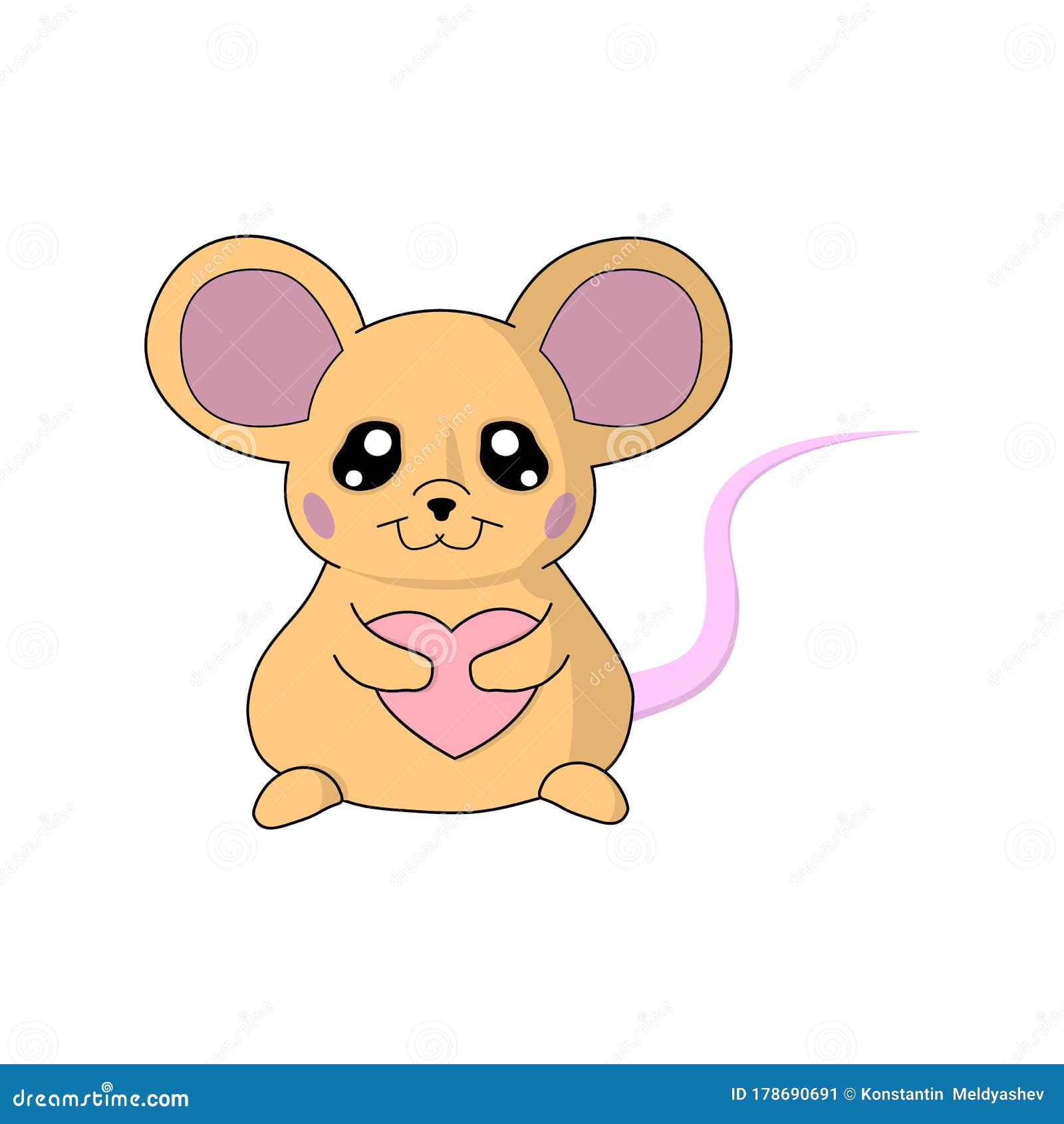 Vector Illustration of a Cute Mouse with a Heart Stock Illustration ...