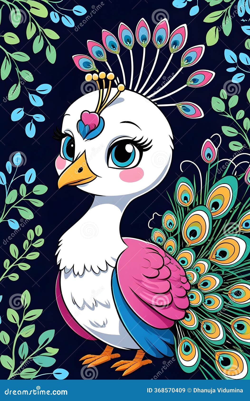 Cute Peacock Cartoon Character In Bill Gekas Style Stock Photo ...