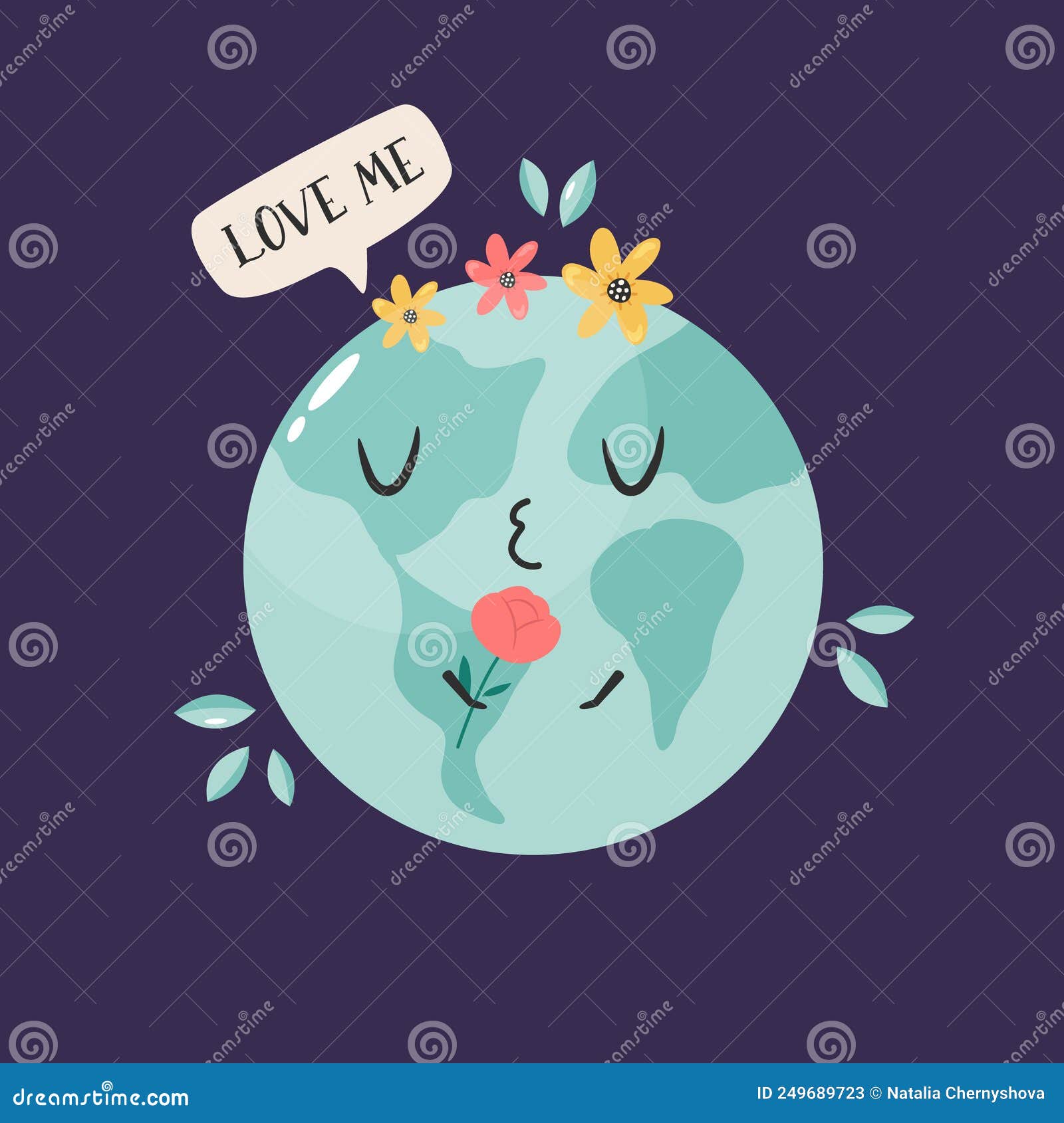 Vector Illustration of a Cute Planet Earth Stock Vector - Illustration ...