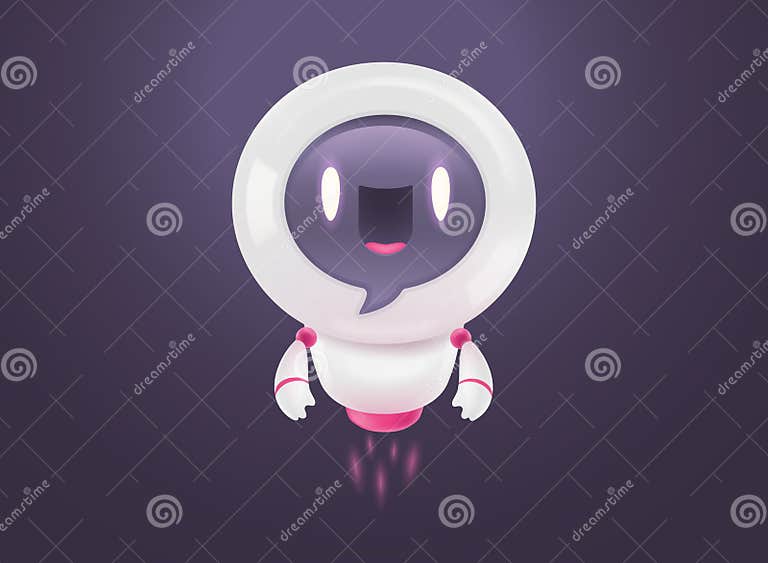 Vector Illustration of Cute Robot. Vector Icon for Chatbot in Realistic ...