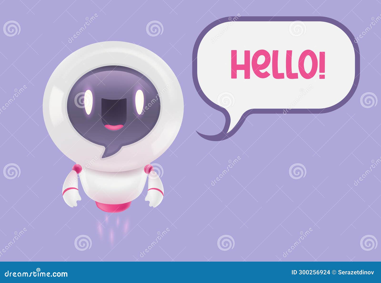 Vector Illustration of Cute Robot with Speech Bubble. Vector Icon for ...