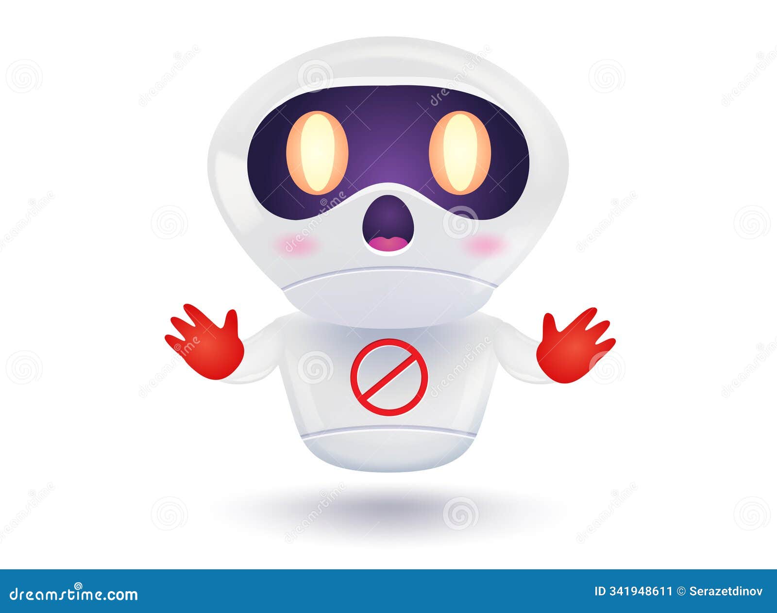 Vector Illustration of a Cute Robot and Stop Sign. Vector Icon of Chat ...