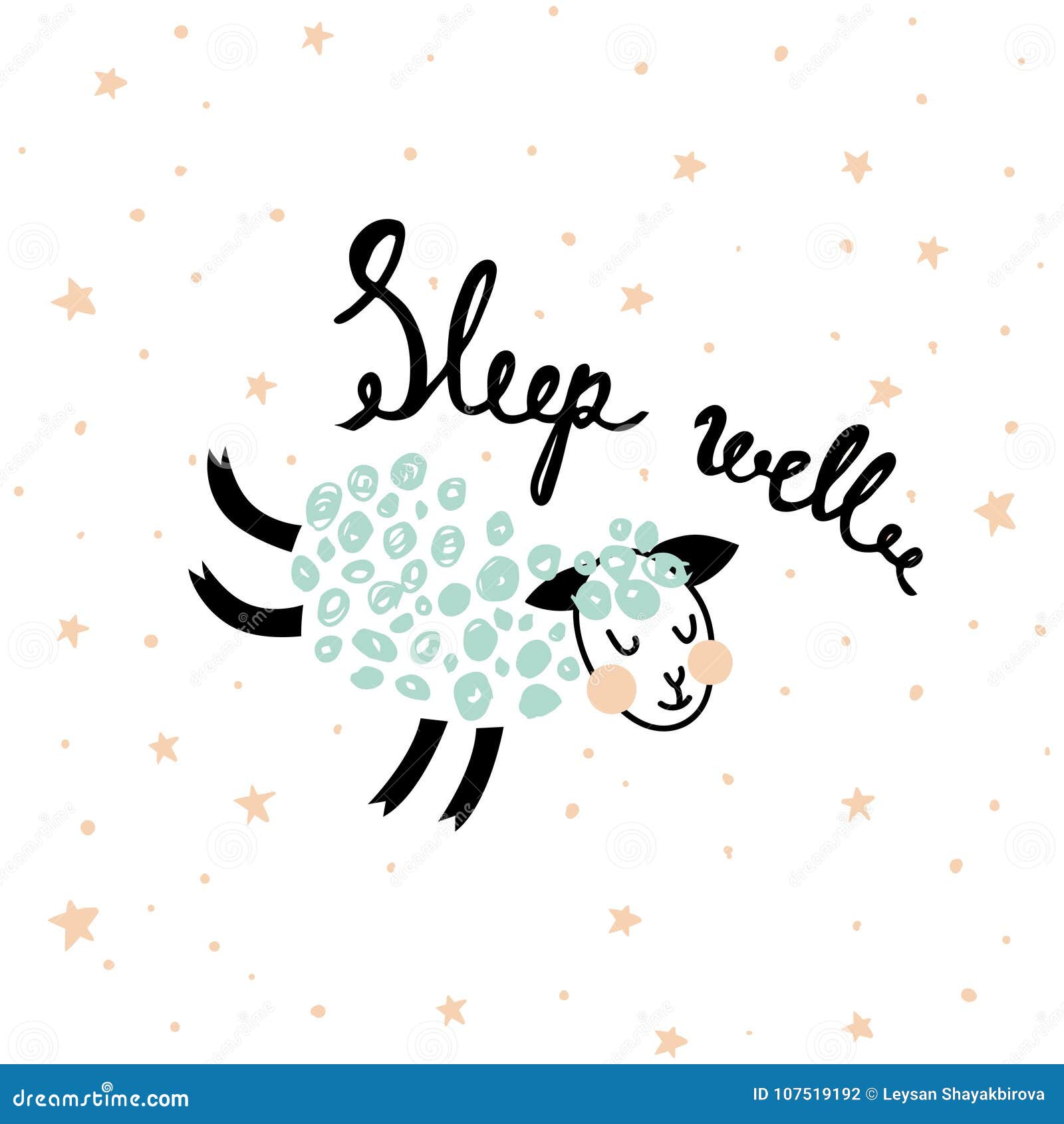 Sleeping sheep stock vector. Illustration of cloud, baby - 107519192