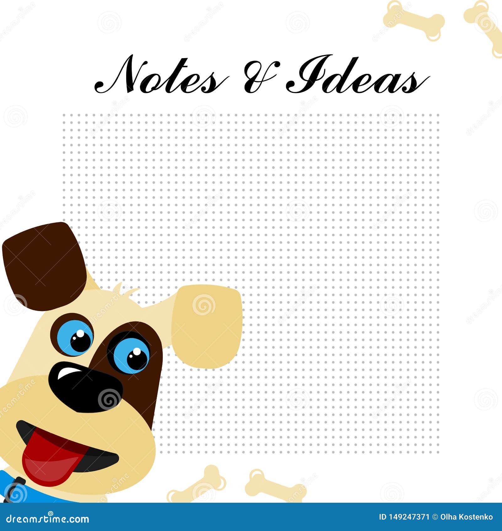 Cute Smiling Dog. Notes and Ideas Stock Vector - Illustration of mammal ...