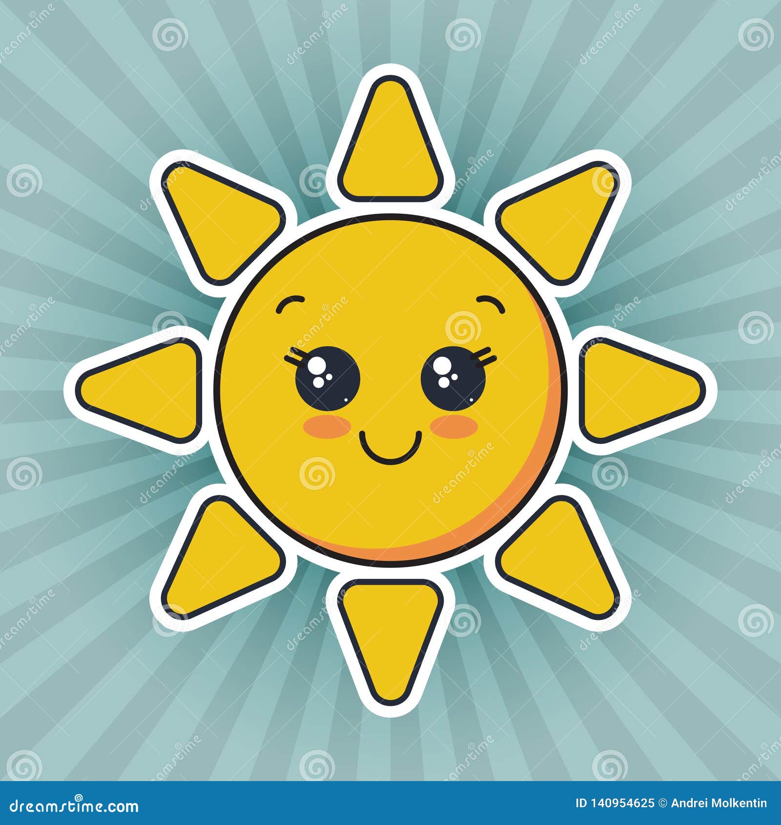 Vector Illustration of Cute Smiling Sun Face. Illustration for Child ...