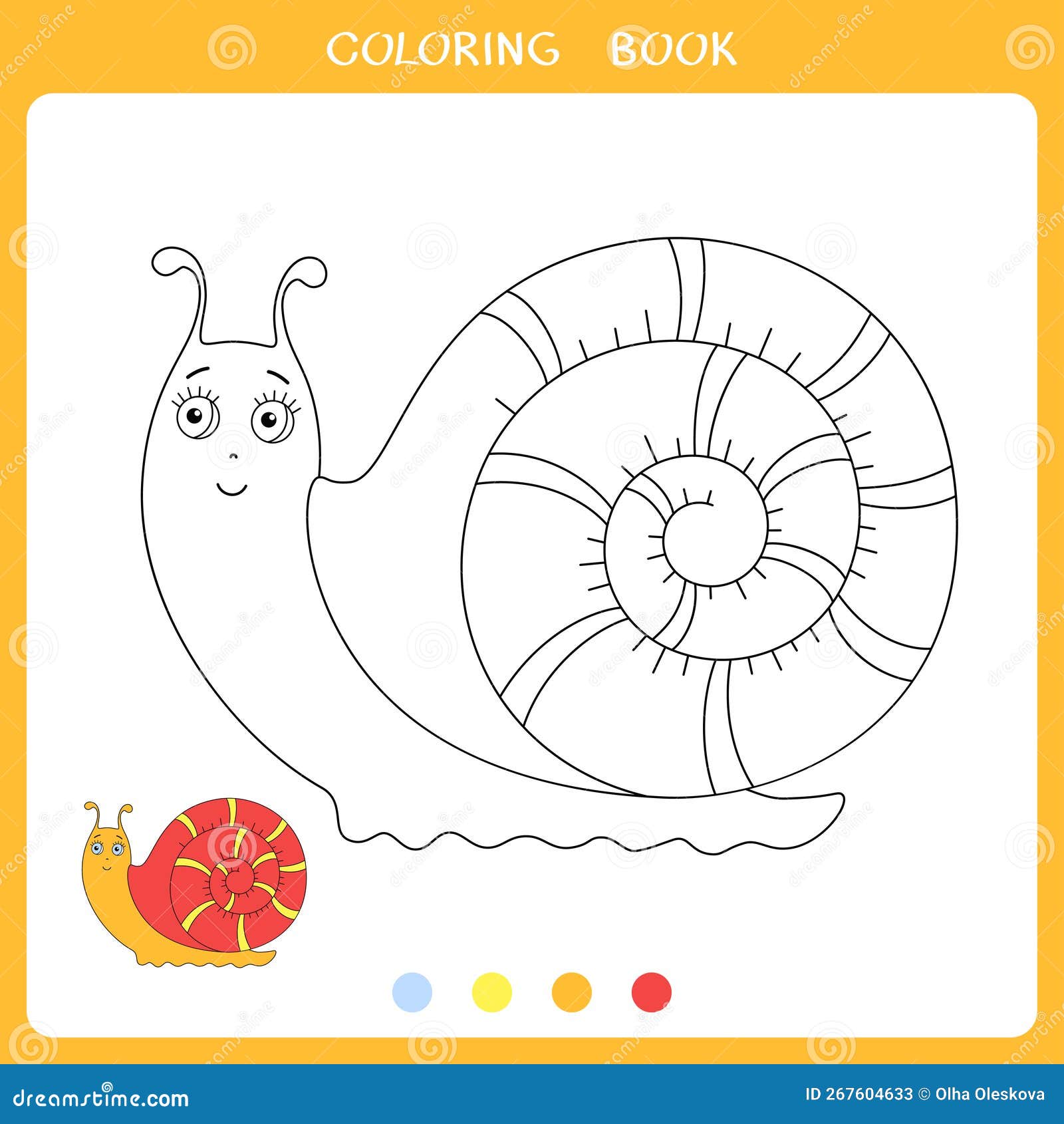 Vector Illustration of Cute Snail for Coloring Book Stock Vector ...