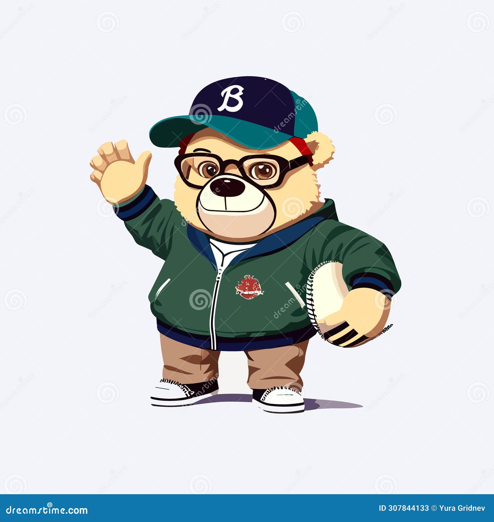 Vector Illustration of Cute Teddy Bear in Rugby Game. Stock Vector ...