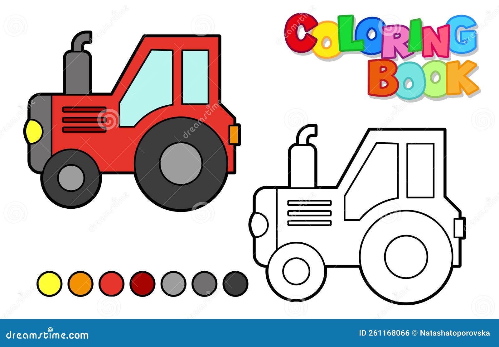 Vector Illustration Of A Cute Tractor. Coloring Book For Children ...