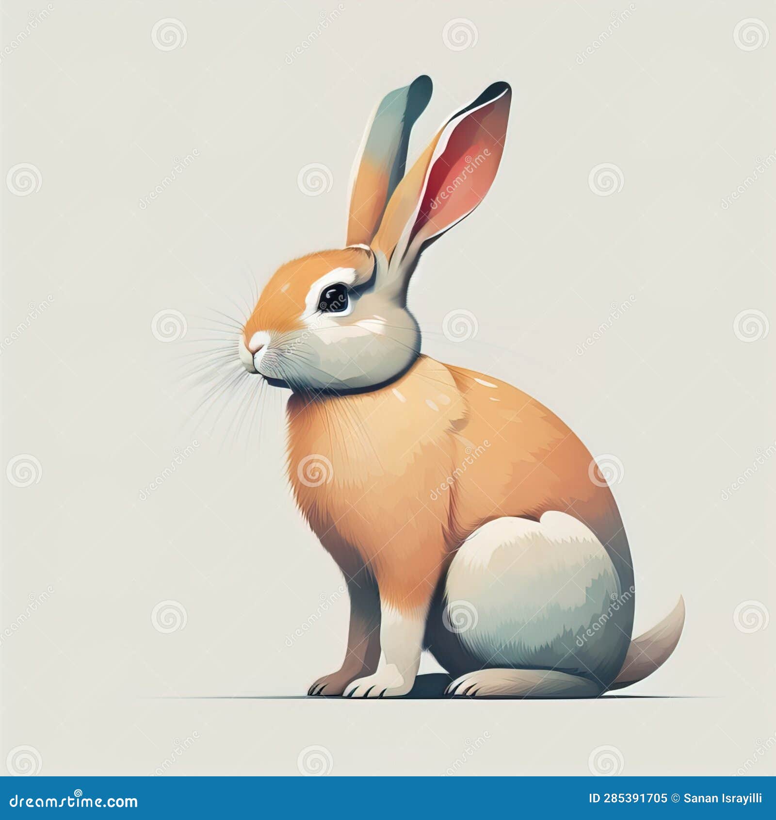 Vector Illustration of a Cute White Rabbit Sitting on a White ...