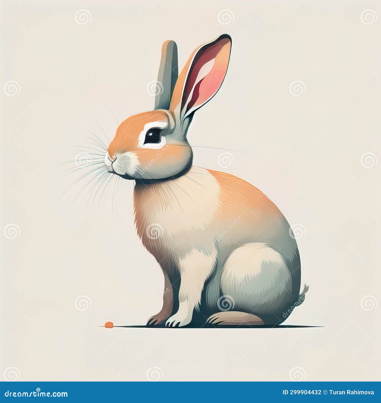Vector Illustration of a Cute White Rabbit Sitting on a White ...
