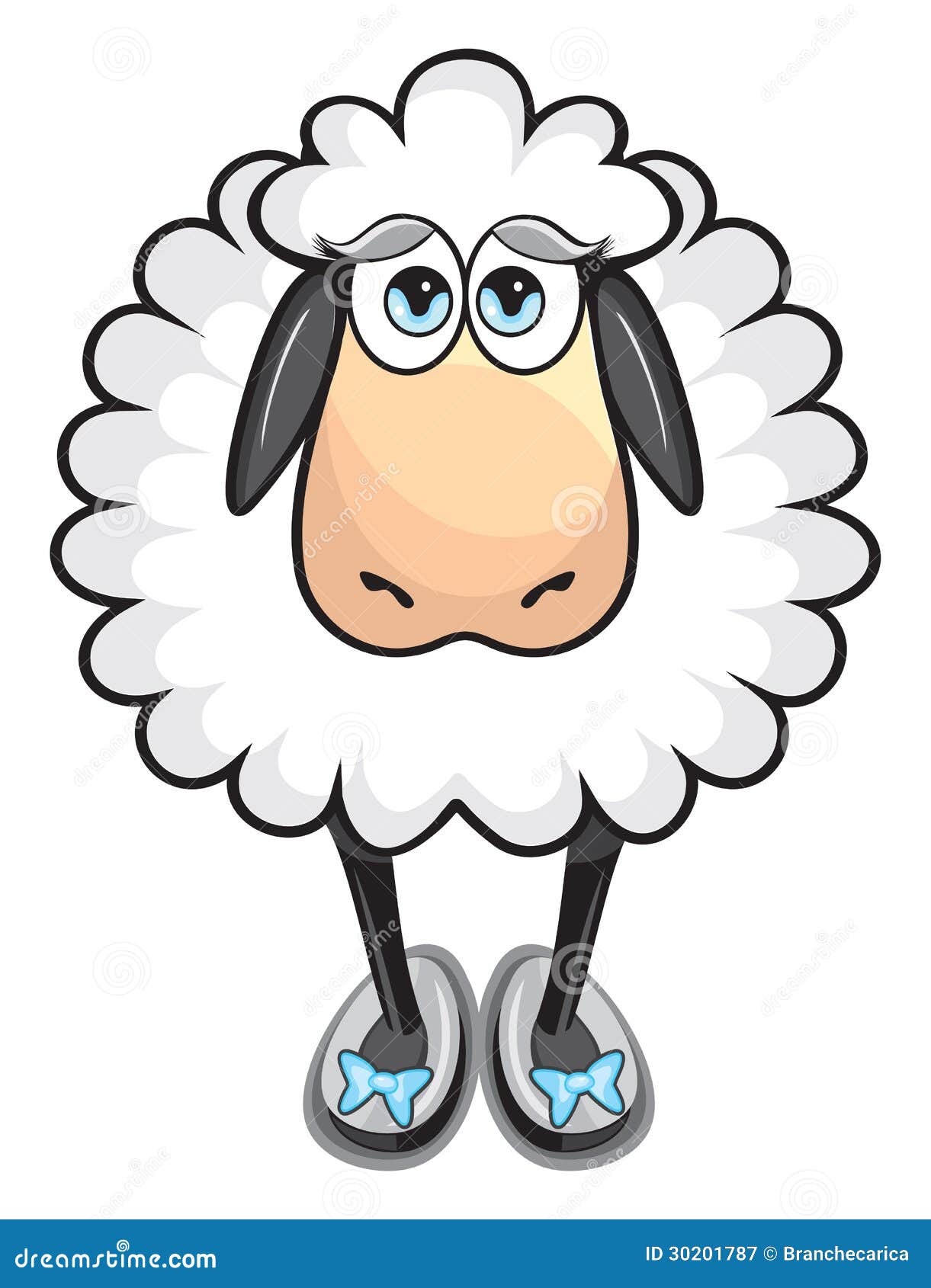 White Sheep Side View Flat Vector Illustration. Livestock Farming ...