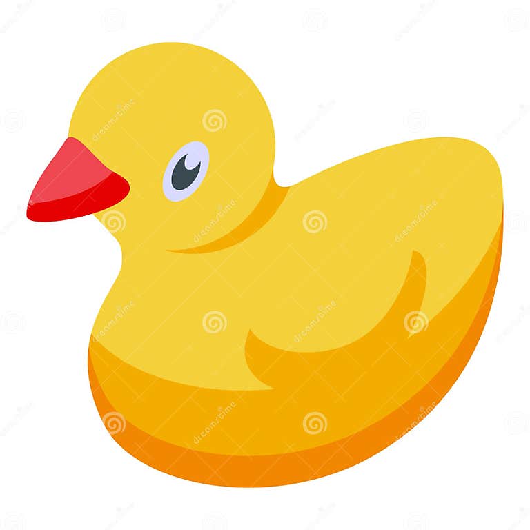 Vector Illustration Of A Cute Yellow Rubber Duck Toy Icon Isolated On A