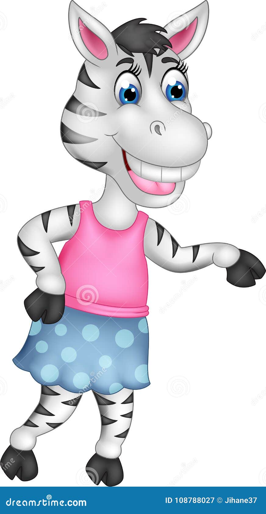 Cute Zebra Cartoon Standing with Smile and Waving Stock Illustration ...
