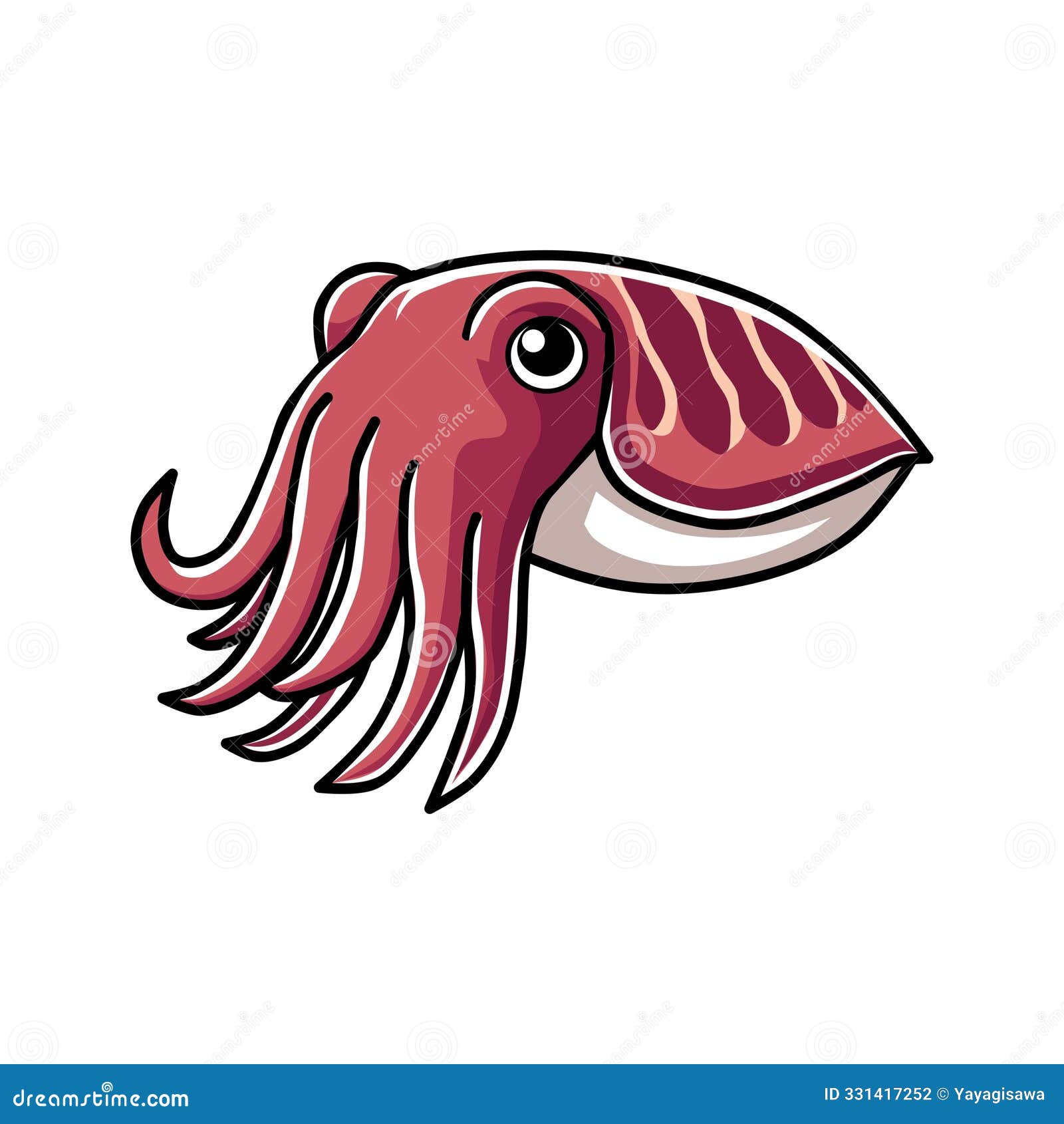 Vector Illustration of Cuttlefish in Cartoon Style Stock Illustration ...