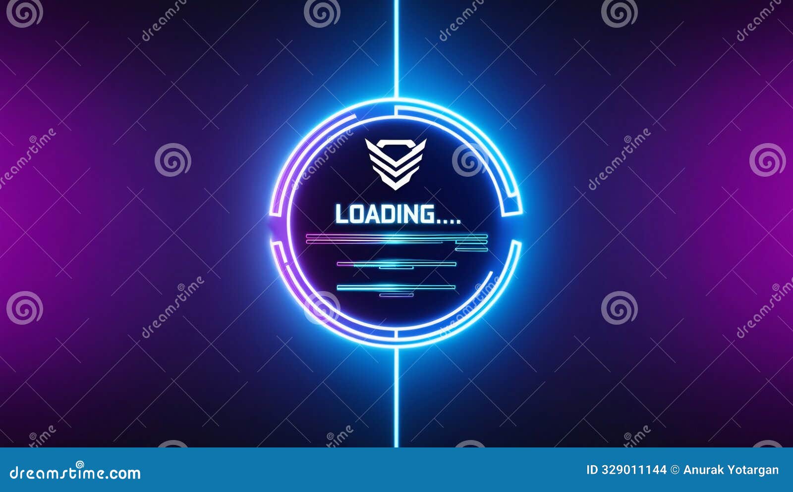 Vector Illustration Cyber Loading Screen in Neon Color Stock ...