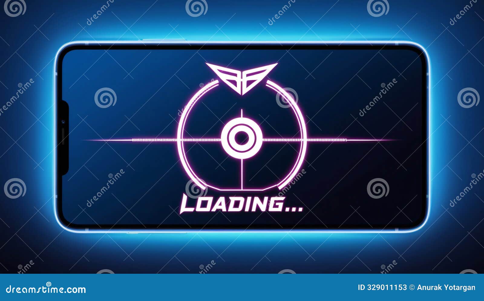 Vector Illustration Cyber Loading Screen in Neon Color Stock ...