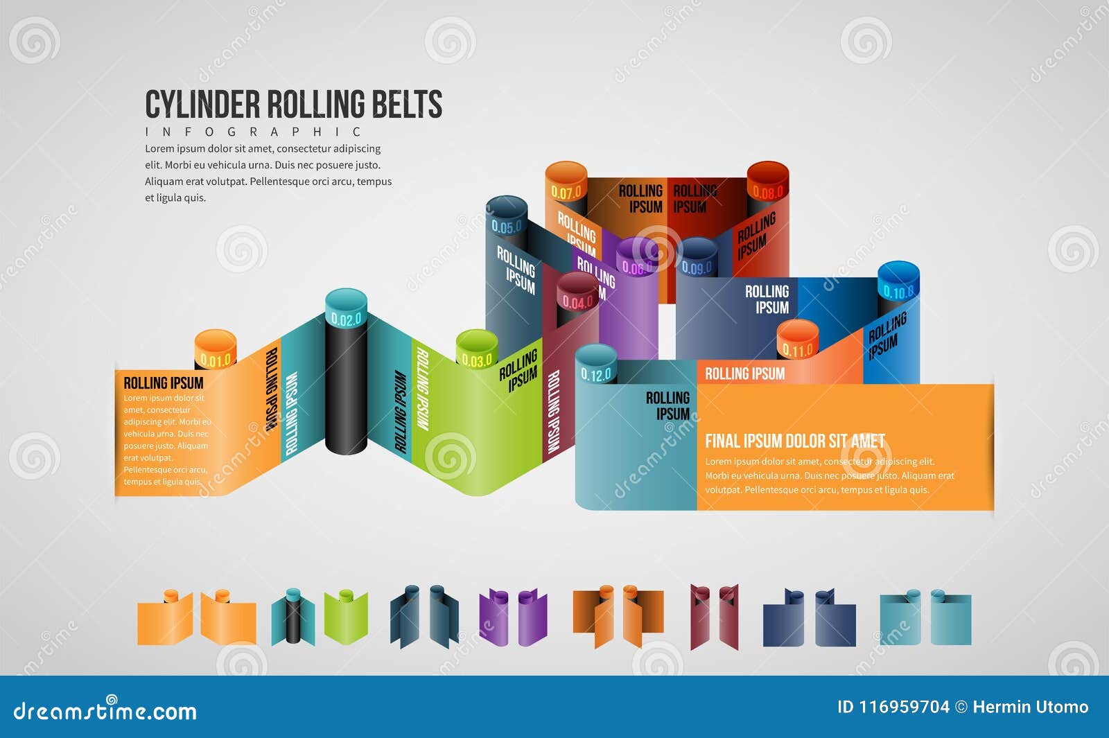 Cylinder Rolling Belts Infographic Stock Vector - Illustration of ...