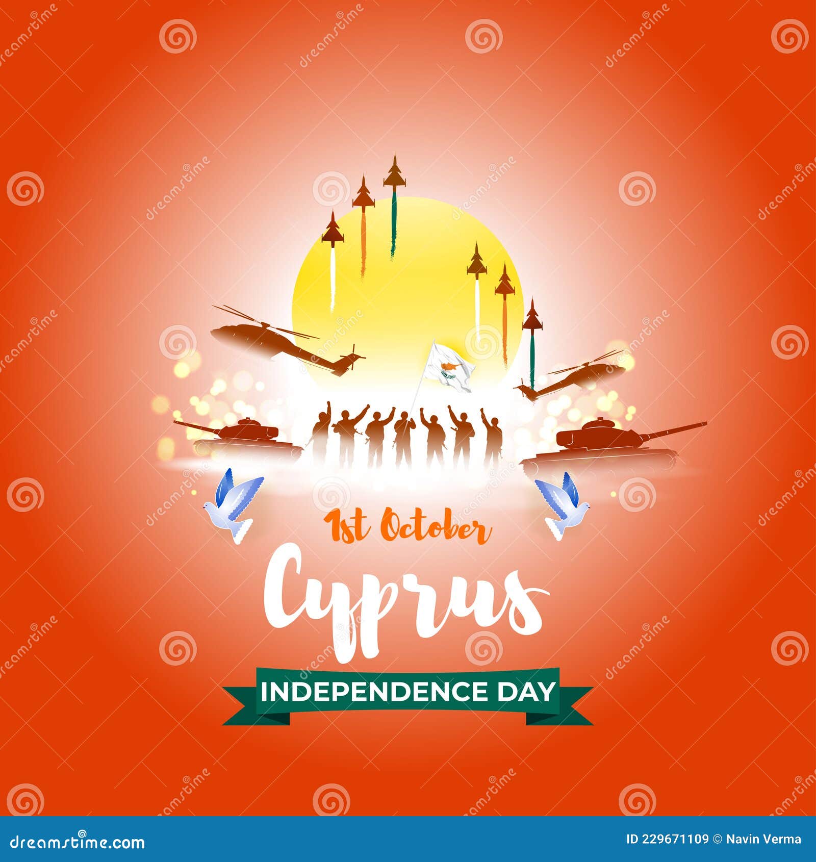 Cyprus Independence Day Calligraphy Hand Lettering Isolated On White ...