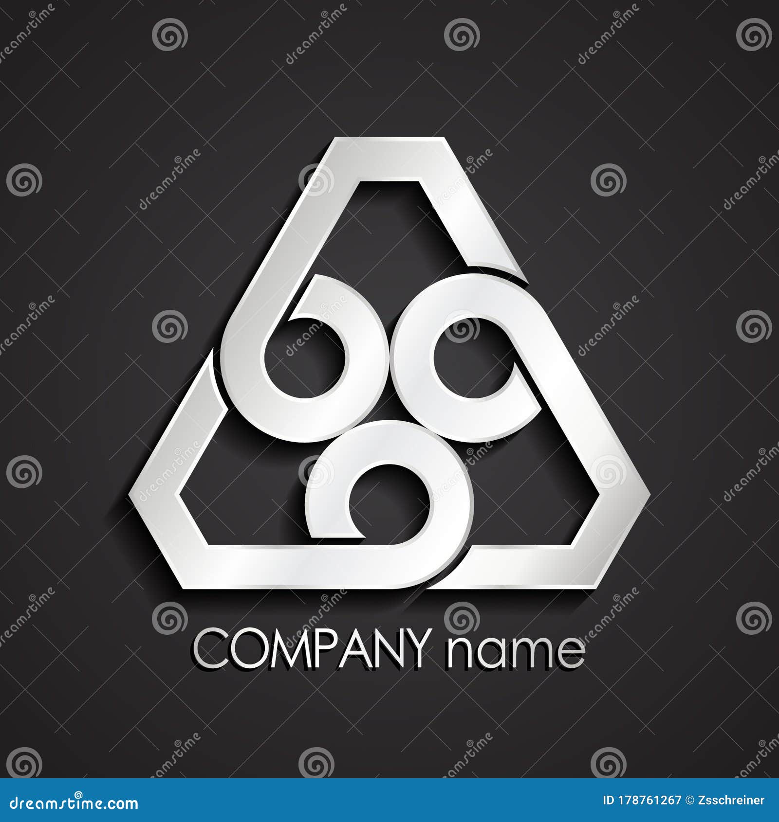 3d Abstract Silver Metal Triangle Logo Design Stock Vector ...