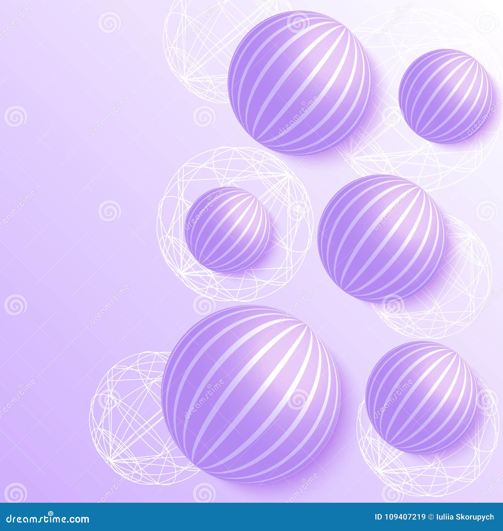 3d Balls on Violet Background. Stock Vector - Illustration of sphere ...