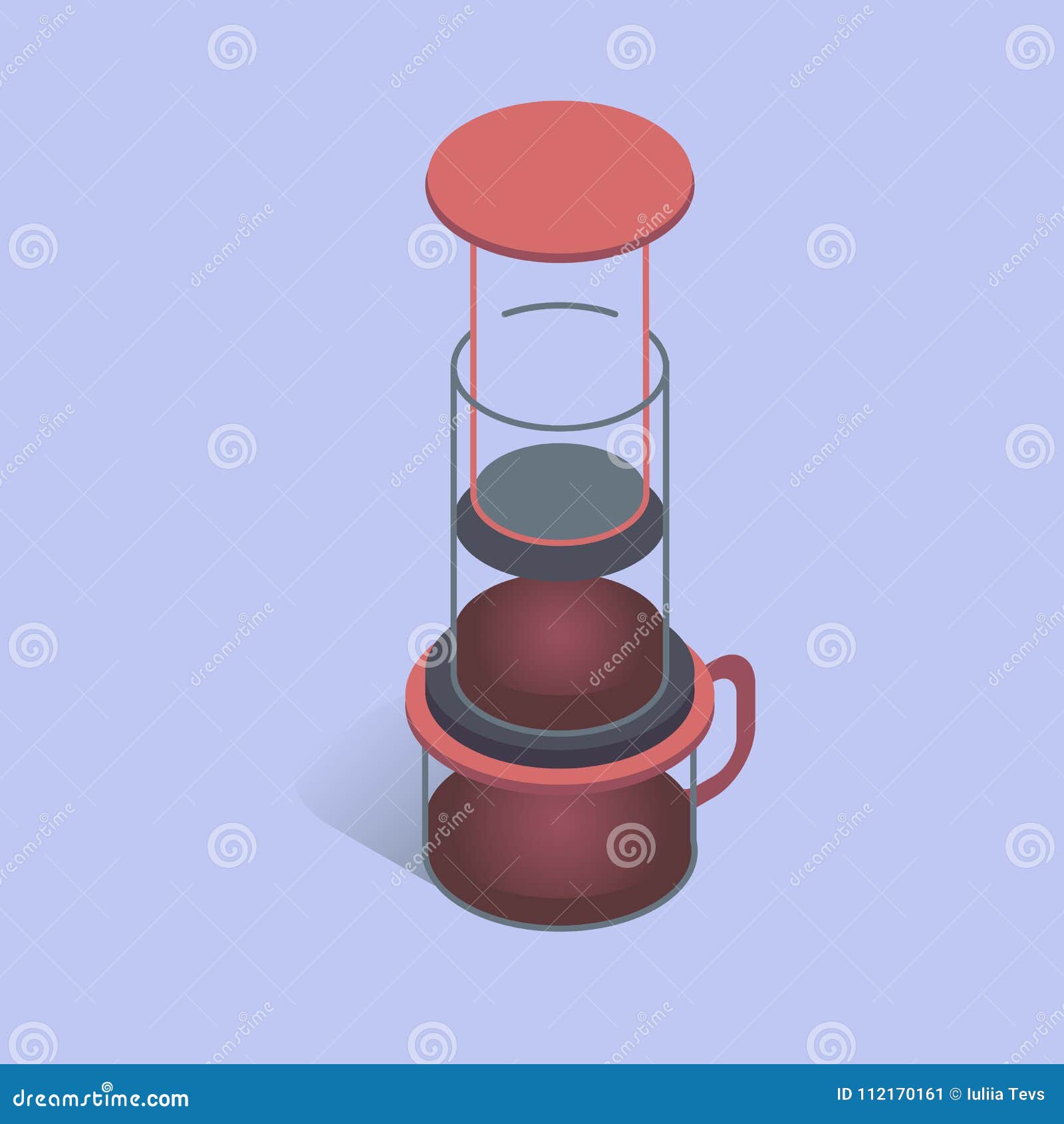 Vector Illustration with 3D Coffee Aeropress. Coffee Maker in Isometric ...