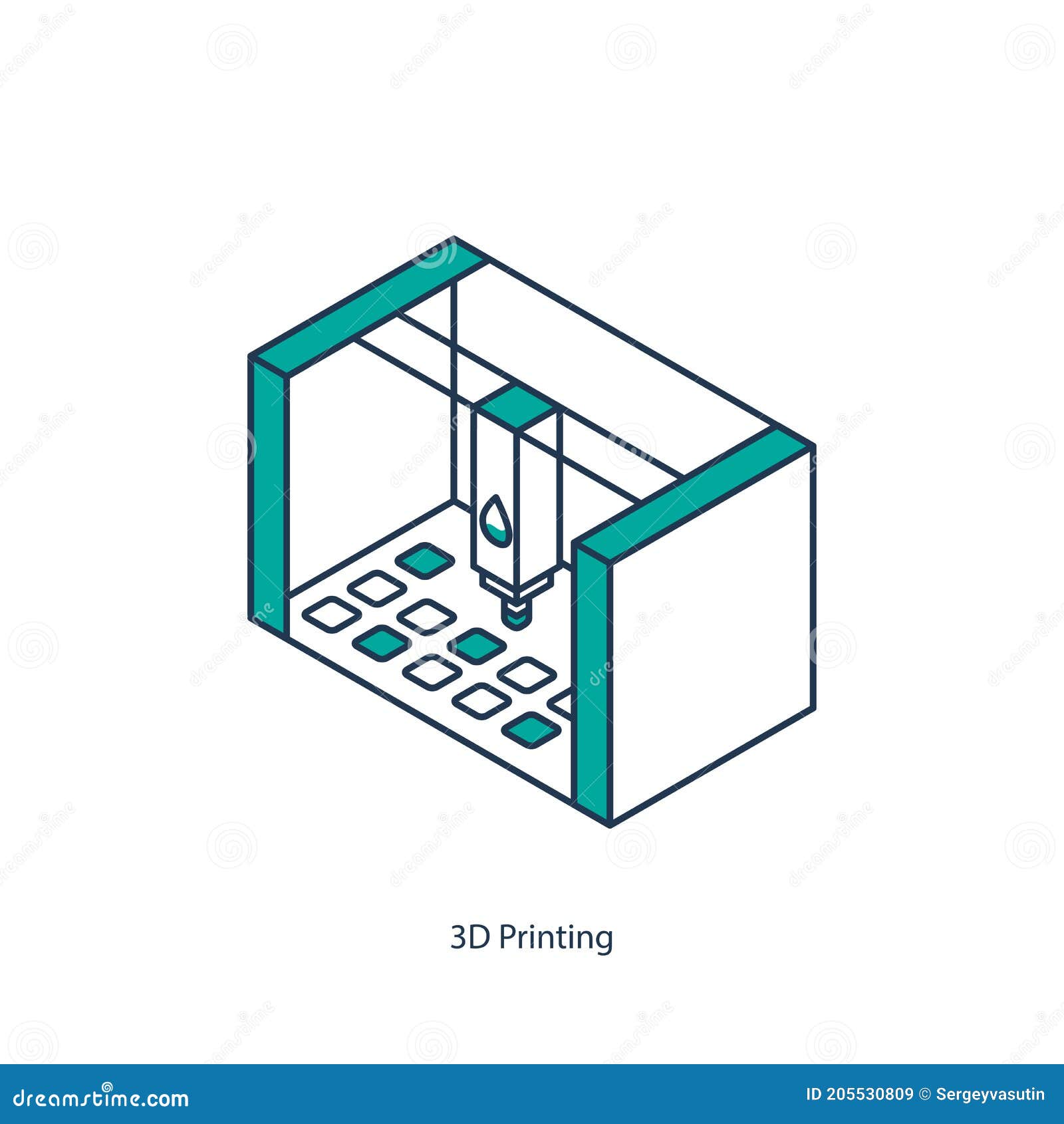 Vector Illustration of 3D Printing Isometric Icon Stock Vector ...