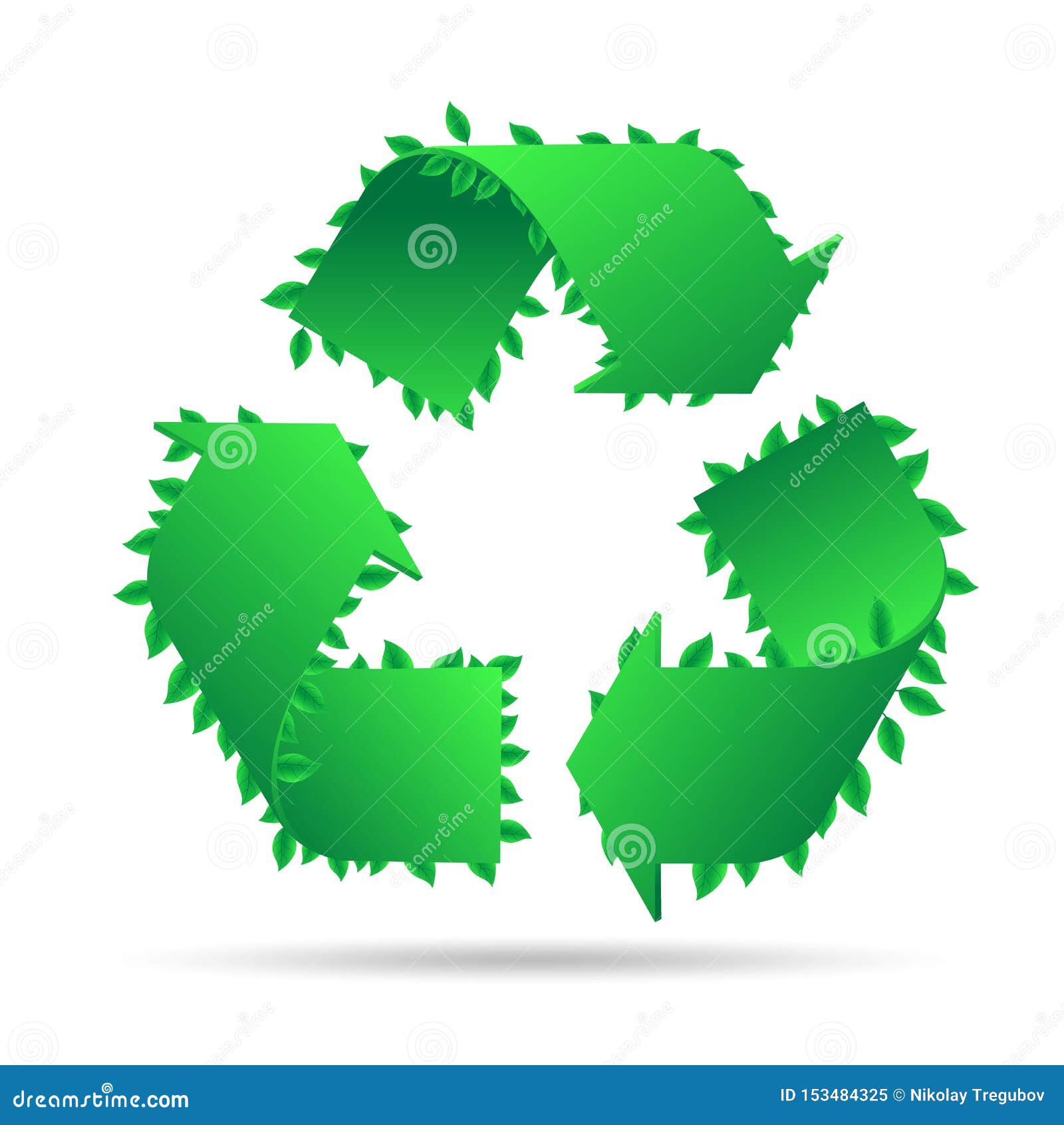 Vector Illustration of 3d Recycling Symbol Isolated on White Stock ...