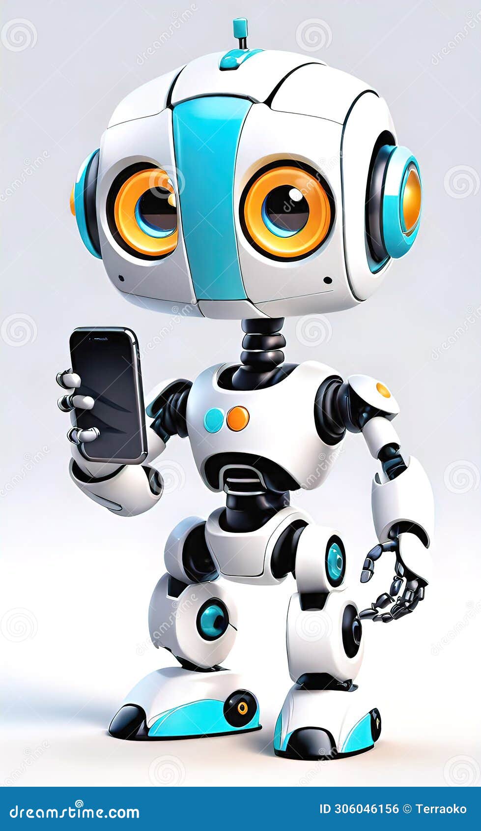 Vector Illustration, 3D Robot Character Interacting with Advanced ...