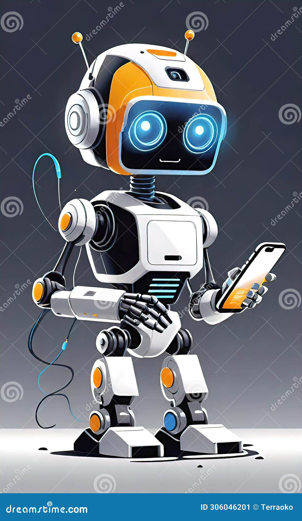 Vector Illustration, 3D Robot Character Interacting with Advanced ...
