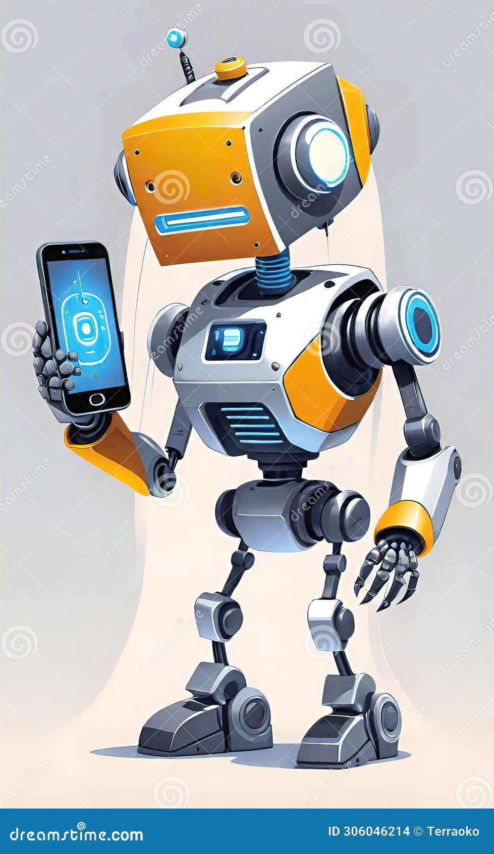 Vector Illustration, 3D Robot Character Interacting with Advanced ...