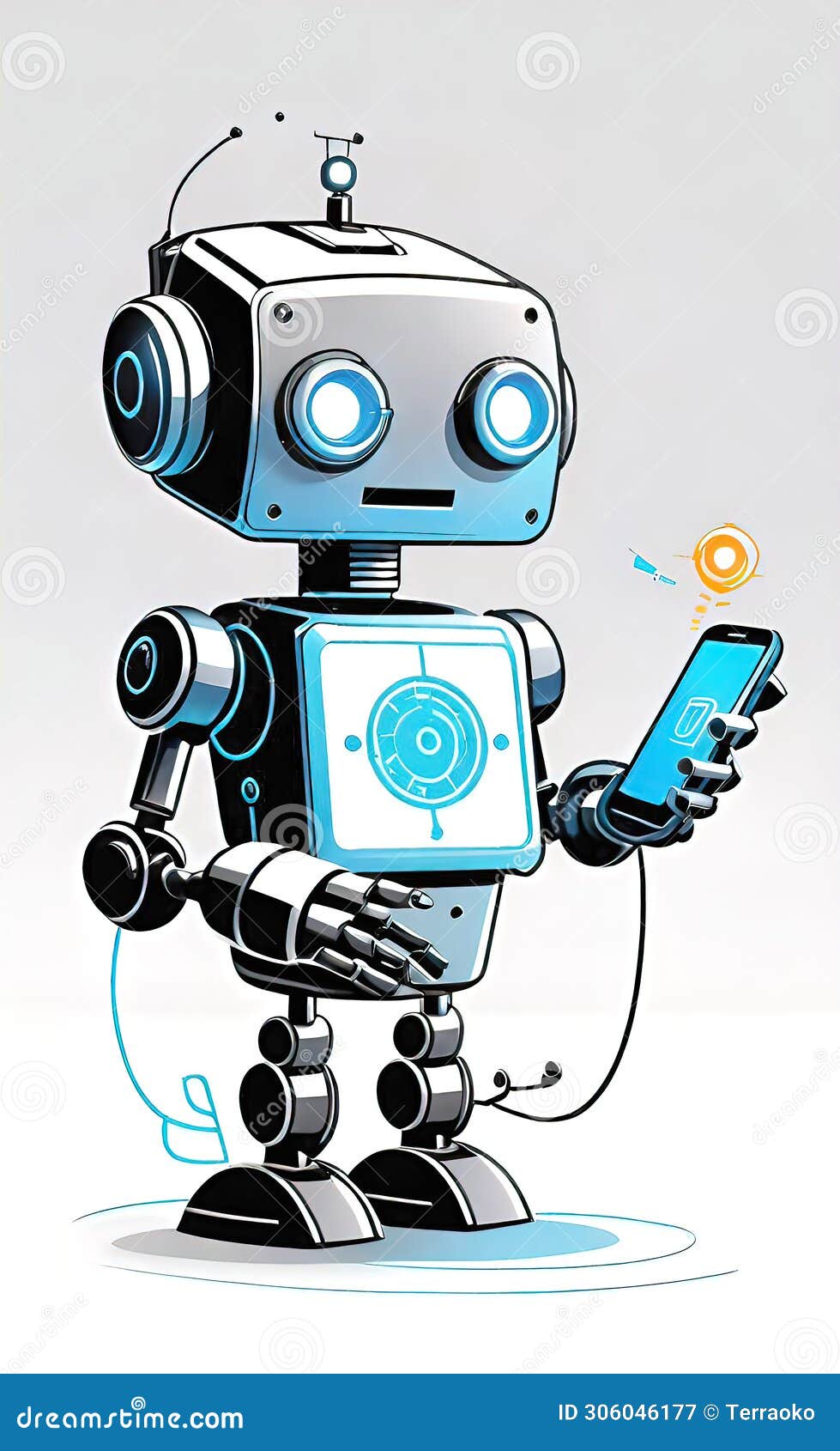 Vector Illustration, 3D Robot Character Interacting with Advanced ...