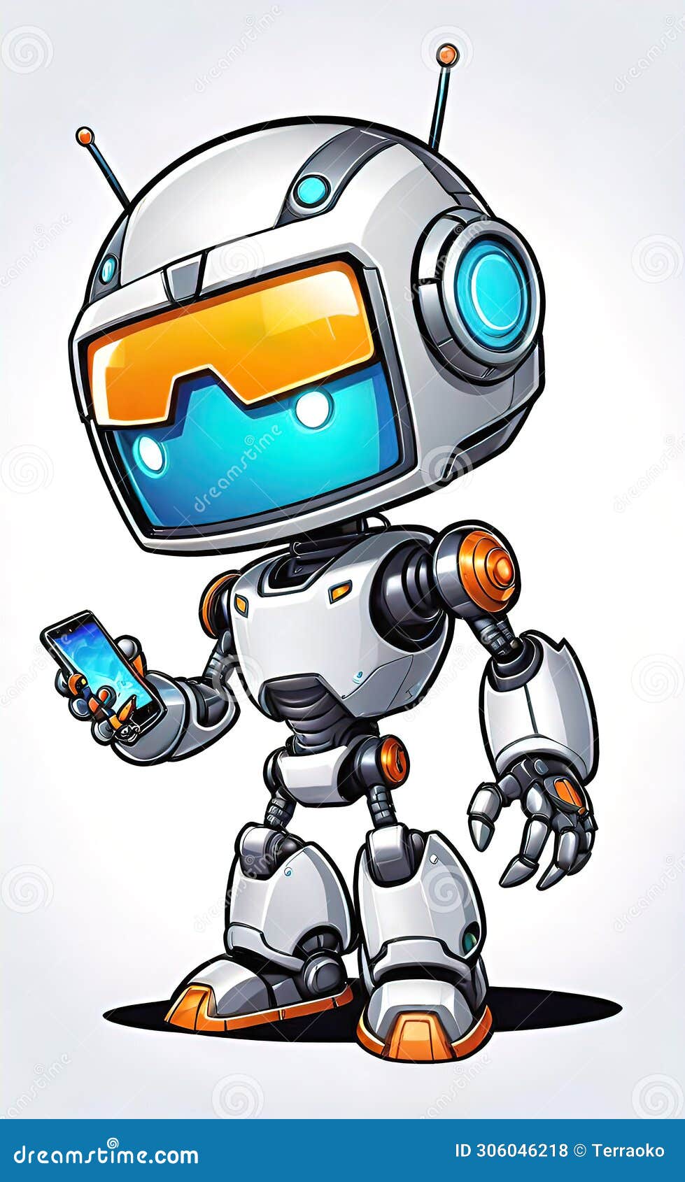 Vector Illustration, 3D Robot Character Interacting with Advanced ...