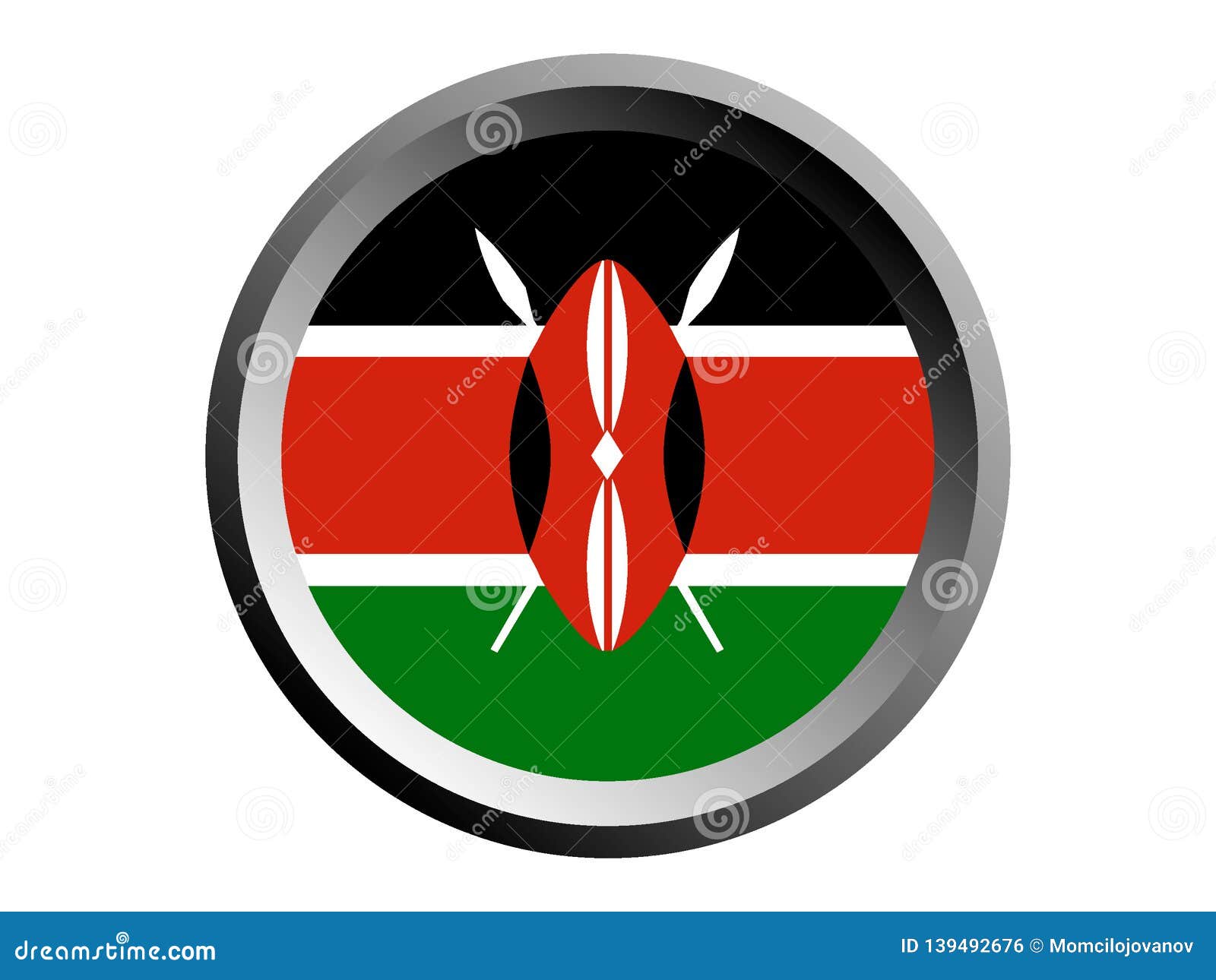 3D Round Flag of Kenya stock vector. Illustration of botswana - 139492676