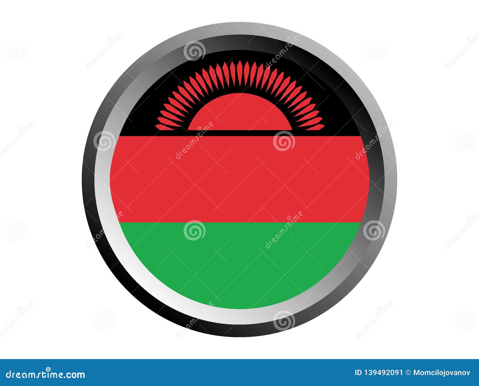 3D Round Flag of Malawi stock vector. Illustration of shine - 139492091