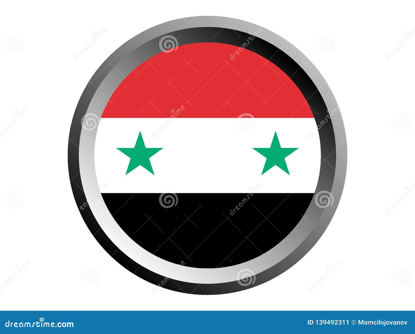 3D Round Flag of Syria stock vector. Illustration of timor - 139492311