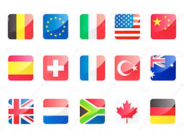 3D Square Flags Set of Most Powerful Countries in the World Stock ...