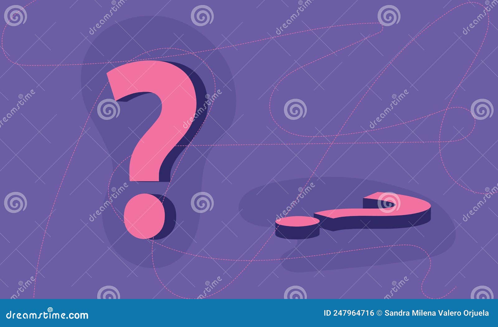 Vector Illustration in 3D Style with Question Signs and Paths Made ...